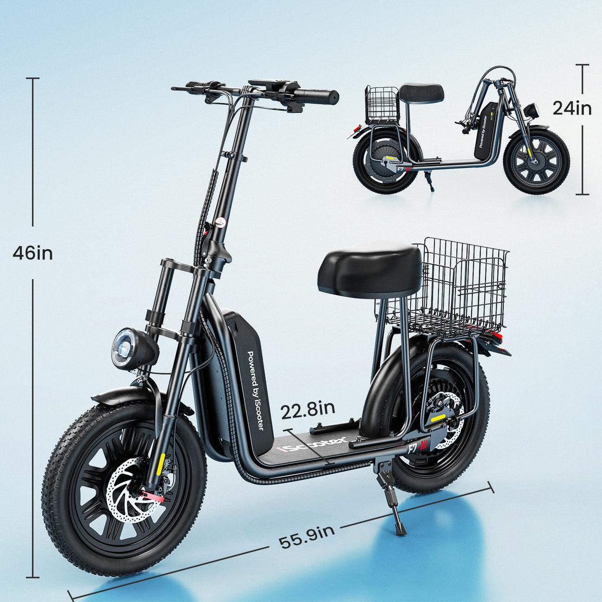 iScooter F7 Electric Scooter 1000W with Seat 28 MPH & 45 Miles