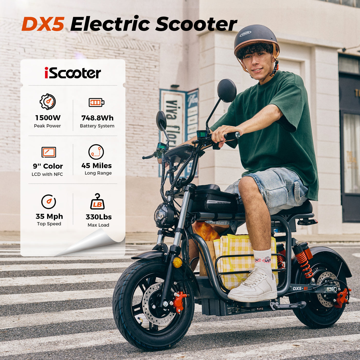 iScooter DX5 Electric Scooter with Seat